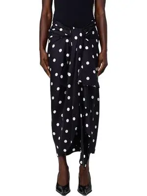Sportmax Polka Dot Satin Midi Skirt - Black