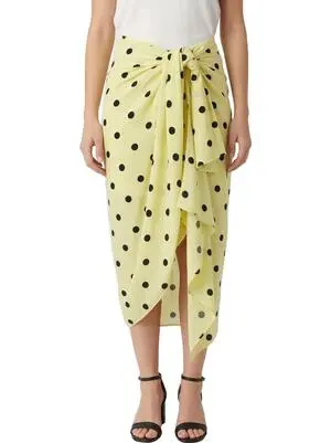 Sportmax Polka Dot Satin Midi Skirt - Yellow