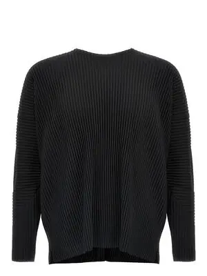 Issey Miyake Homme Plissé Pleated Knit Sweater - Black