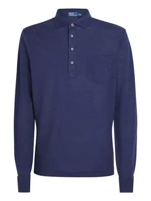 Polo Ralph Lauren Linen Long-sleeve Polo Shirt - Navy