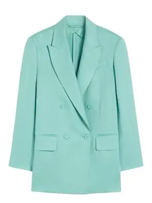Max Mara Olimpia Chevron Linen Jacket Water
