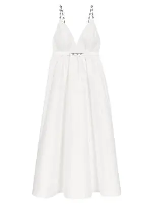 Maje Jeweled V-neck Taffeta Maxi Dress - White