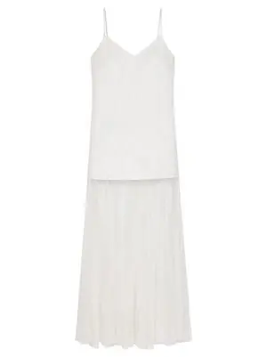 Maje V-neck Taffeta Overlay Maxi Dress - White