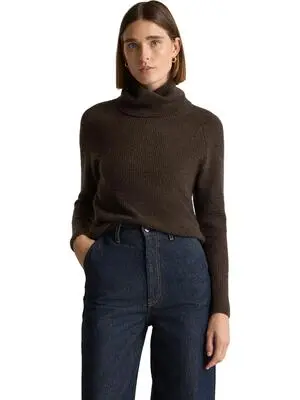 Quince Alpaca Turtleneck Sweater Dark Walnut