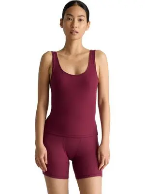 Quince Tencel Rib Cropped Knit Lounge Tank Top - Wine