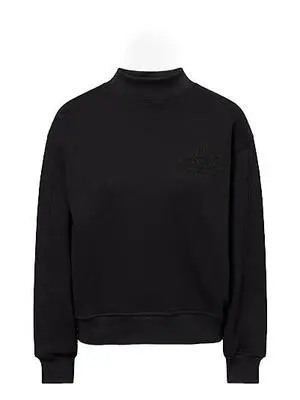 THE COUTURE CLUB Chenille Emblem Cotton Sweatshirt - Black