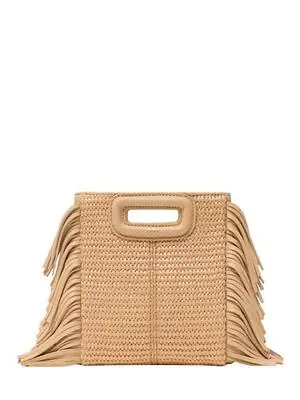 Maje Mini Raffia Shoulder Bag - Beige