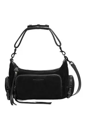 AIMEE Convertible Shoulder Bag - Black Suede