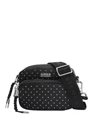AIMEE Nylon Camera Crossbody - Black With Microstuds