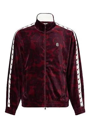 A BATHING APE Metal-logo Camo Velour Track Jacket - Burgundy