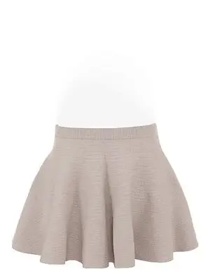 House Of Cb Fern Ribbed-knit Mini Skirt - Biscuit Wool