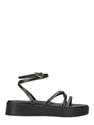 ANCIENT GREEK SANDALS Ancient Greek Sandals Astriti Leather Platform Sandals With Ankle Buckle Black/comb