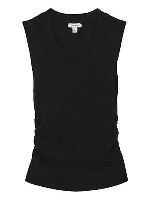 REISS Sandy V-neck Ribbed Stretch-cotton Vest - Black