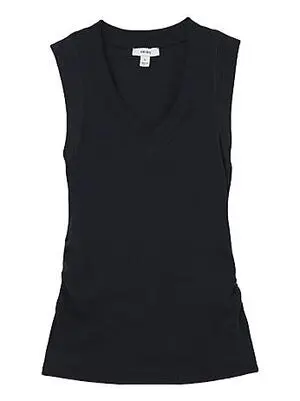 REISS Sandy V-neck Ribbed Stretch-cotton Vest - Navy