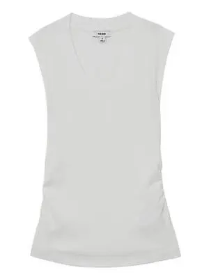 REISS Sandy V-neck Ribbed Stretch-cotton Vest - White
