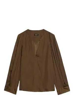 Zadig&Voltaire Torny V-neck Satin Blouse - Moss