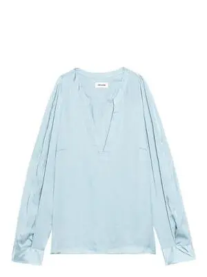 Zadig&Voltaire Torny V-neck Satin Blouse - Sky
