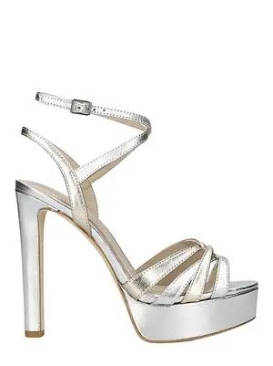 Paige Charlee Strappy Metallic Leather Platform Stiletto Sandals - Silver Com