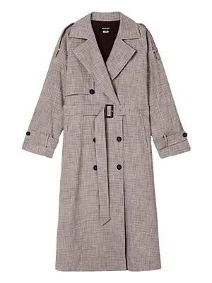 Whistles Checked Belted-waist Stretch-woven Trench Coat - Multi-coloured