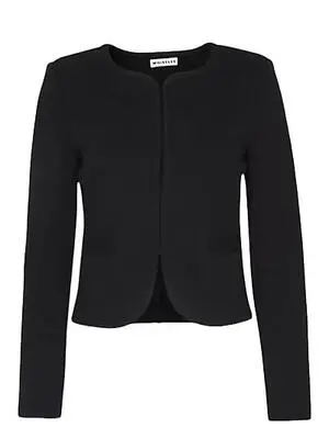 Whistles Collarless Cotton-jersey Jacket - Black