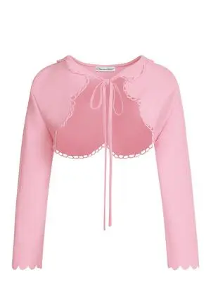Oscar De La Renta Scallop Trim Knit Bolero - One-color