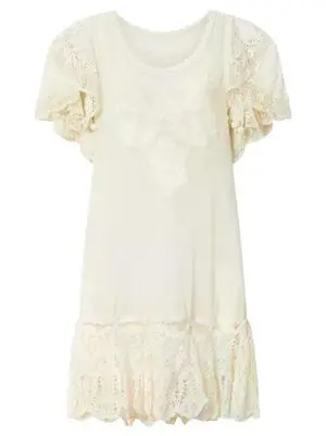 Isabel Marant Diena Lace-panel Mini Dress - Neutrals