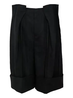 ENFOLD Pleat-detailed Bermuda Shorts - Black