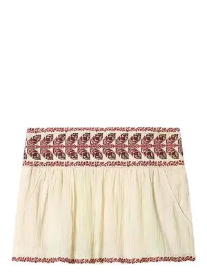 MARANT ETOILE Picadilia Embroidered Mini Skirt Neutrals