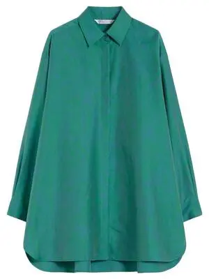 Max Mara Printed Cotton And Silk Shirt Dress - Green