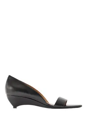 JIL SANDER Leather Wedge Sandals - Black