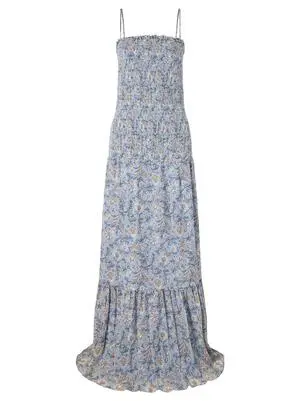 Veronica Beard Floral-print Cotton And Silk-blend Midi Dress - Blue