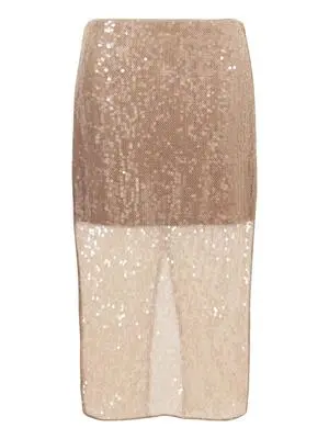Veronica Beard Sequined Chiffon Midi Skirt - Neutrals