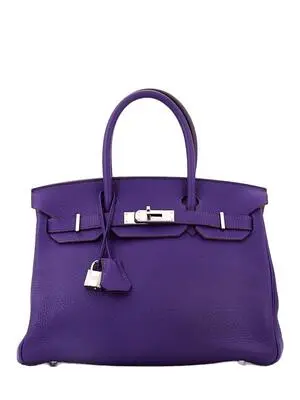 Hermès Birkin 30 Handbag Purple Clemence With Palladium Hardware Iris