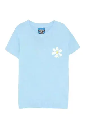 AGNES B. Floral-appliqué Top - Blue