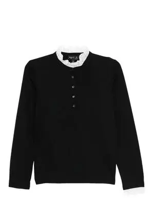 AGNES B. Collared Button Down Top - Black
