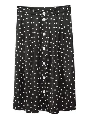 AGNES B. Polka-dot Midi Skirt - Black