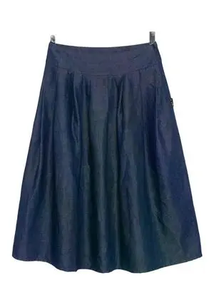 AGNÈS B. Denim Pleated Skirt - Blue