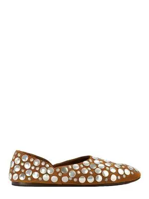 Khaite Jane Studded Suede Flats Brown