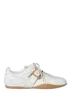 Miu Miu Leather Sneakers With Buckle Detail - White