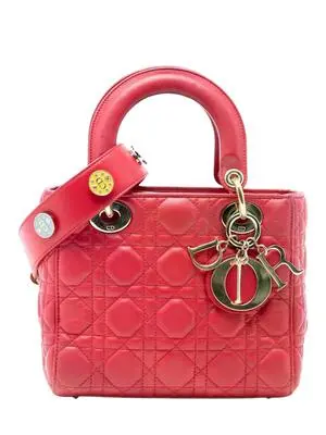 Dior 2018 Small Lambskin Cannage My ABCDIOR Lady Dior Satchel Pink