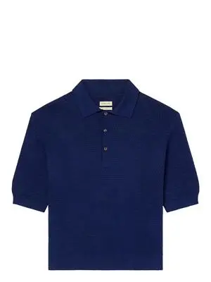 DE BONNE FACTURE De Bonne Facture - Honeycomb-Knit Cotton Polo Shirt - Men - Blue - M