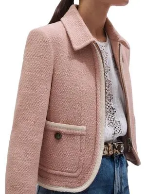ME+EM Cropped Jacket With Trim Detail - Pale Blush