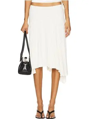 With Jéan Asymmetrical Jersey Midi Skirt With Tie Detail - Off White