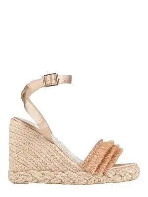 L.A. WATER L.A. WATER Espadrille Wedge Sandals With Fringe And Beads