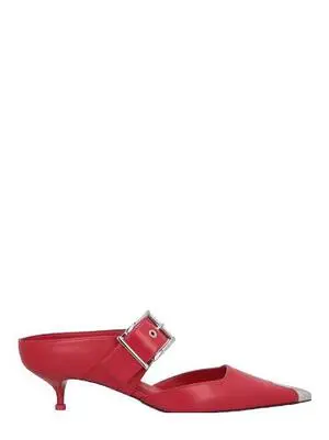 Alexander McQueen Mules & Clogs In Calfskin With Metal Appliqués - Red