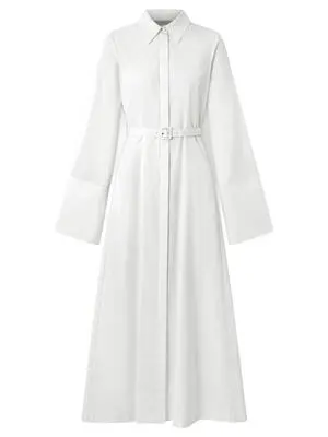 Gabriela Hearst Carmina Belted Cotton-Poplin Maxi Dress White