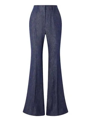 Gabriela Hearst Rhein Linen-Chambray Flared Pants Blue