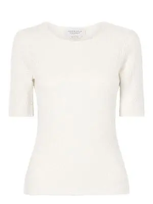 Gabriela Hearst Valentia Knitted Silk T-shirt - Neutrals