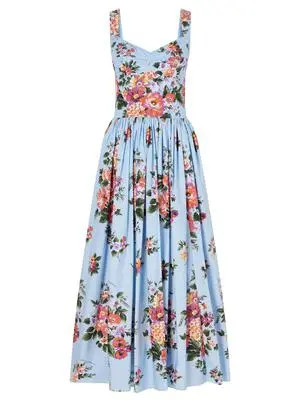 Dolce & Gabbana Tiered Floral-print Midi Dress - Blue