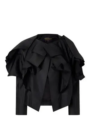 Comme Des Garçons Ruffled Gabardine Jacket - Black